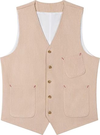 Solovedress Herren Vintage Cord &auml;rmellose Weste Casual V-Ausschnitt Anzugweste Kleid Herrenwesten f&uuml;r Party(Beige,S)