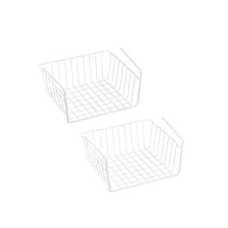 MSV 2er Set Aufbewahrungsk&ouml;rbe unter Regal 30 x 25,5 x 14 cm aus Stahl wei&szlig; matt