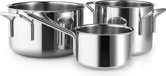 Eva Solo Eva Trio | Stainless Steel Topfset 3 St. 1,1 l 2,2 l 3,6 l |Komplettes Topfset, das jeden Bedarf beim täglichen Kochen abdeckt | Polished Steel