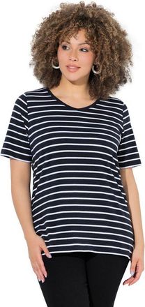 Ulla Popken T-Shirt T-Shirts 2er-Pack uni/Streifen V-Ausschnitt