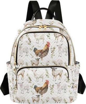Mnsruu Mini sac à dos pour femme, motif animaux de la ferme, poulet, petit sac à dos tendance pour femme, sac à dos décontracté, Multi590, M