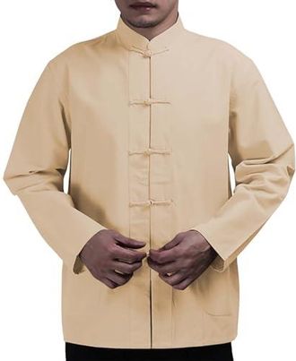 Generic Chemises traditionnelles pour homme, chemise chinoise pour homme, arts martiaux traditionnels, kung-fu, tai-chi, wushu, classique, Tangzhuang, manches