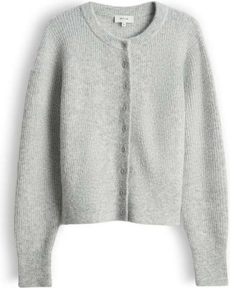 OPUS Strickjacke Dreni aus weicher Wolle Figurbetonter Schnitt mit schmaler Silhouette und Rundhals