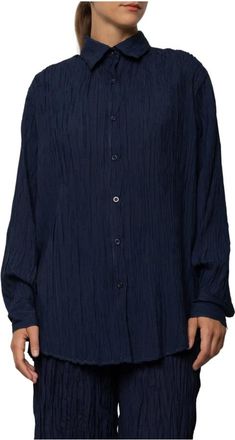 Kaos Kaos, Femme, Blouses et Chemises, Bleu, Taille: 42 FR Pleated Shirt