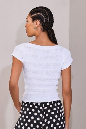 Next T-Shirt Strukturiertes Kurzarm-Oberteil mit U-Ausschnitt (1-tlg)