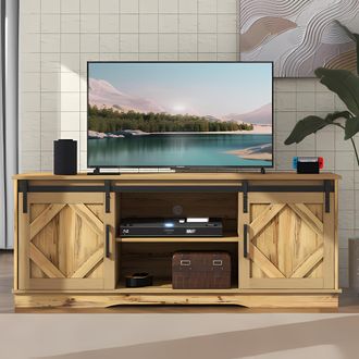 Generic Gro&szlig;er TV Schrank mit Zwei klassischen Schiebet&uuml;ren verstellbaren Regalen stabilem Stauraum f&uuml;r Wohnzimmer und Esszimmer Landhaus Modernes Design prak