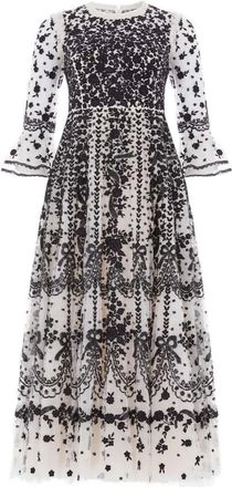 Needle & Thread Kleid mit Blumenstickerei - Nude