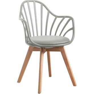 Trisens Moderner Esszimmerstuhl im eleganten Design bequemer Gartenstuhl mit gepolsterter Sitzfläche - pflegeleichte Terrassenstühle mit Holzbeinen für den Au