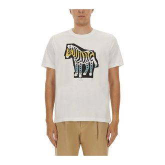 Paul Smith Zebra Print T-Shirt - - Tops - Herren - Wei&szlig; - S