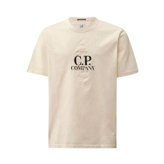 C.P. Company C.p. Company, Homme, Tops, Beige, Taille: XS T-shirt Jersey Marin Anglais