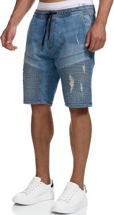 Indicode Herren Ernest Jeans Shorts mit Taschen | Herrenshorts Used Look f&uuml;r M&auml;nner Blue Wash, XXL