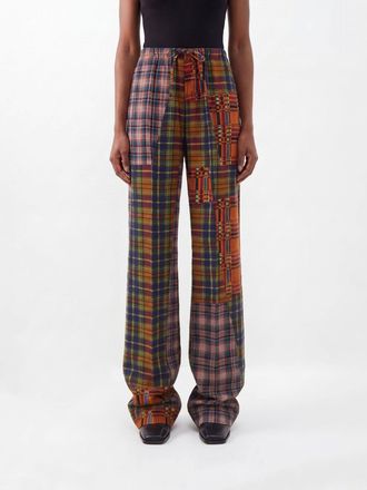 Dries Van Noten Palazzo-Hose aus Viskose mit Patchwork-Print