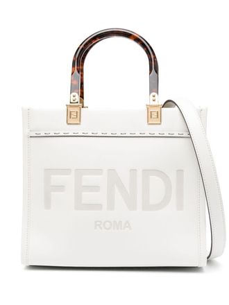 Fendi petit sac cabas Sunshine en jean - Blanc