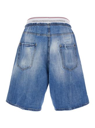 Dsquared2 Distressed Denim Shorts - Blue