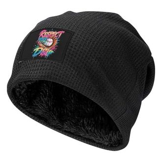 Ahdyr Bonnet en Maille gaufr&eacute;e, Polaire, Chaud, pour lhiver, Noir, pour Hommes et Femmes
