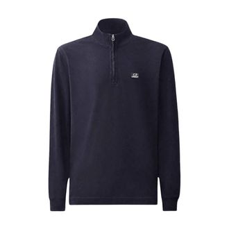 C.P. Company Stretch Piqu&eacute; Half-Zip Langarm Poloshirt - - Sweatshirts & Hoodies - Herren - Blau - 2XL
