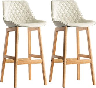 Generic Barhocker, Tresenst&uuml;hle aus Kunstleder im Landhausstil, K&uuml;chenbarhocker mit Holzbeinen und Fu&szlig;st&uuml;tze, Tragkraft 150 kg