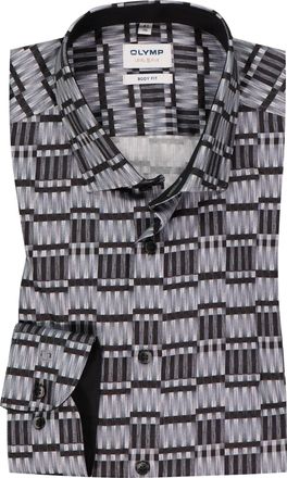 Olymp Herren Hemd schwarz gemustert