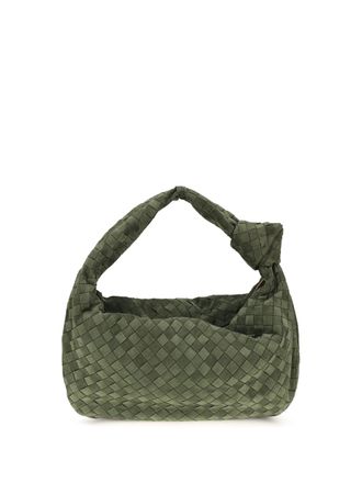 Bottega Veneta Womens Shoulder Bag Jodie Green Tweed-Gold Calf Leather Tweed/gold