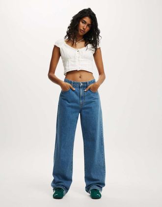 Cotton On 91 - Stretch-Jeans in Blau mit geradem Bein