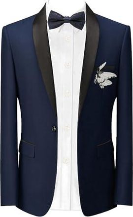 Generic Veste de smoking pour homme, coupe ajust&eacute;e, un bouton, ch&acirc;le, revers &agrave; revers pour affaires, blazer formel pour d&icirc;ner, bal de fin dann&eacute;e, f&ecirc;te, Bleu 1