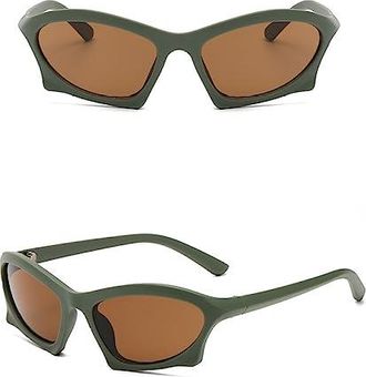 Generic Lunettes de soleil tendance punk pour femmes, lunettes de soleil de sport, lunettes de soleil pour hommes, lunettes polygonales enveloppantes, 8, Tail