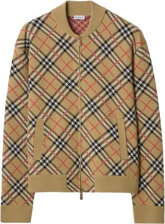 Burberry cardigan zipp&eacute; &agrave; carreaux - Tons neutres