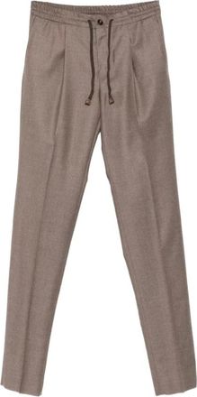 Incotex Homme, Pantalons, Beige, Taille: 2XL Pantalon en Laine Taupe à Taille Élastique