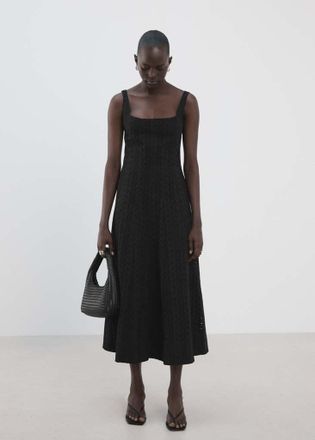 Mango Robe &eacute;vas&eacute;e ajour&eacute;e et brod&eacute;e noir - Femme - XS - MANGO