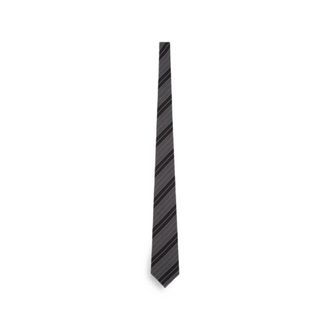 Saint Laurent Wide Striped Tie In Silk Jacquard