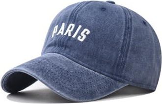 Generic Casquette de baseball vintage Paris en coton tendance pour homme et femme, bleu, taille unique-M