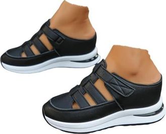 Generic Sandales orthop&eacute;diques pour femme - Semelle souple - Semelle souple - Bout rond ferm&eacute; - Soutien de la vo&ucirc;te plantaire - Sandales compens&eacute;es r&eacute;glables 