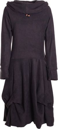 vishes warmes Fleece Kleid mit Daumenl&ouml;chern und verstellbarem Schalkragen - Alternative Bekleidung schwarz 40