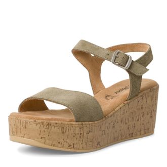 s.Oliver Damen Sandalen mit Absatz mit verstellbarem Riemen aus Leder, Grün (Pistachio), 40 EU