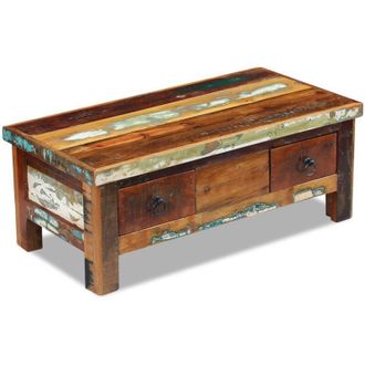 vidaXL Table basse à tiroirs 90 x 45 x 35 cm Bois de récupération