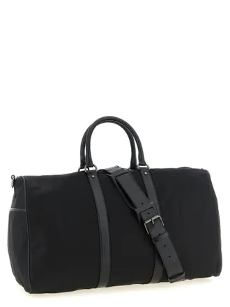 Kiton Technical Fabric with Leather Trim Duffel Bag - Black