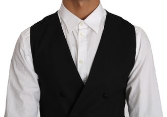 Dolce & Gabbana Mens Gray Wool Double Breasted Waistcoat Vest Virgin Clothing