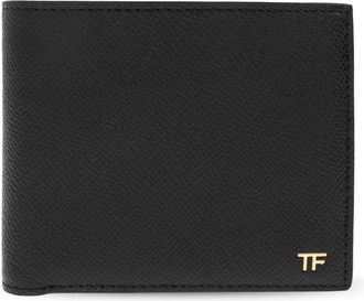 Tom Ford Homme, Accessoires, Noir, Taille: ONE Size Petit Portefeuille Bifold en Cuir Grain&eacute;
