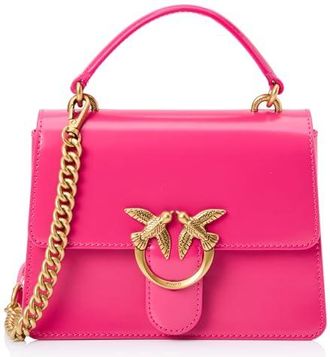 Pinko Love One Top Handle Mini poignée légère en Cuir brossé Brillant, Sac Femme, N17q_Pink Antik Gold