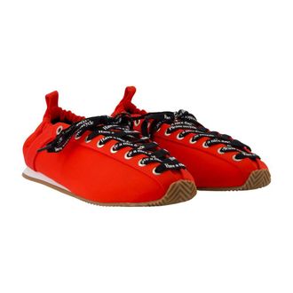 Ganni Womens Lace-Up Sporty Flat Red Synthetic