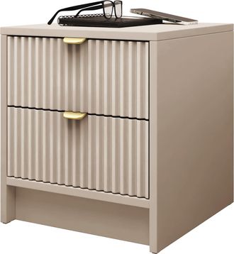 Mirjan24 Nachttisch Tireno 2SZ mit Schublade, geriffelte Fronten, B:35 x H:40 x T:40 cm, Nachtschrank, Nachtkonsole, Nachtkommode, Beistelltisch, Schlafzimmerk
