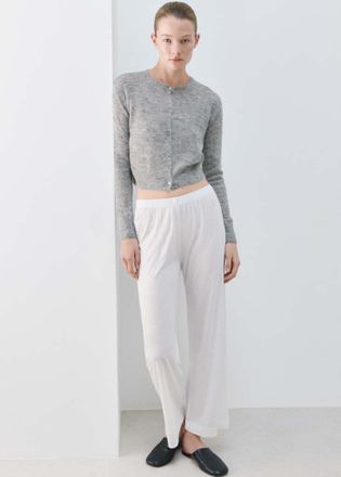 Mango Cardigan court en laine gris chin&eacute; moyen - Femme - S - MANGO