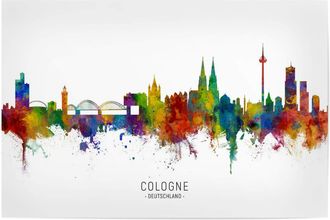 artboxONE Poster 30x20 cm St&auml;dte/K&ouml;ln Cologne Germany Skyline txt - Bild Cologne Cologne Germany