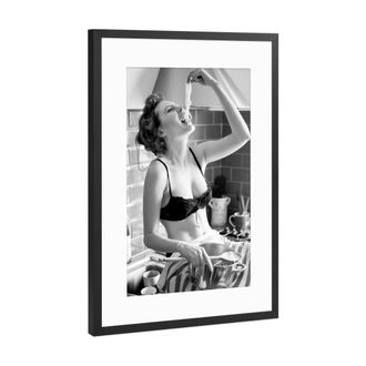 artboxONE Poster mit Rahmen Schwarz (Metallic) 60x40 cm Spaghetti Lover von AB1 Edition - gerahmtes Poster