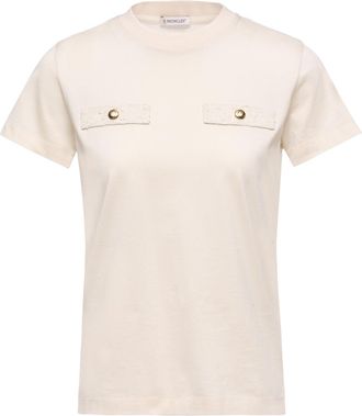 Moncler Moncler T-shirt En Coton Avec Fausses Poches, Femme, Blanc, Taille: Xl