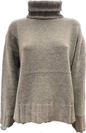 Cat Noir Femme, Pulls, Beige, Taille: 42 FR Pull en Tricot Col Roulé