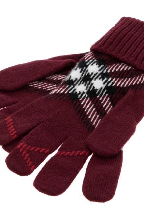 Burberry Checked-Intarsia Cashmere Gloves - Red