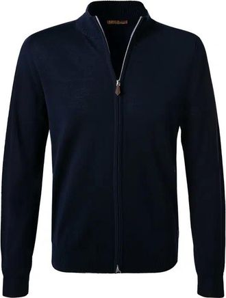 Stenstr&ouml;ms Herren Strickjacke blau Merinowolle unifarben