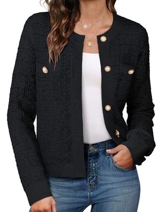 Grace Karin Manteaux pour femmes &eacute;l&eacute;gants femmes Cardigan Blazer automne hiver bureau quotidien manteaux chauds noir S