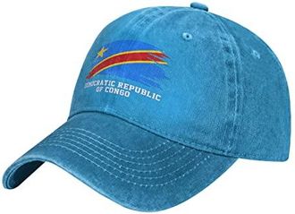 Generic Casquettes De Golf Denim Aux Couleurs du Drapeau De La R&eacute;publique D&eacute;mocratique du Congo Vintage Casquette Trucker Unisexe Chapeau pour Les Saisons P&ecirc;c